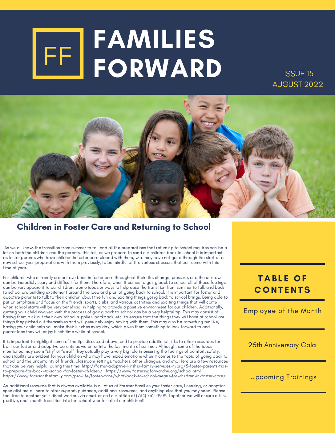 August Newsletter Full | Forever Families